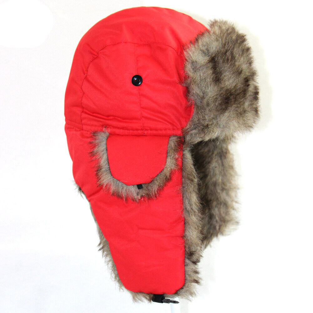 Unisex Men Aviator Soft Faux Fur Ear Flap Hat Cap Winter Ski Trooper ...