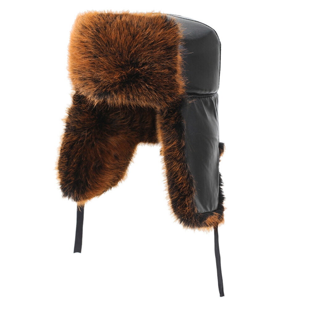 Unisex Men Aviator Soft Faux Fur Ear Flap Hat Cap Winter Ski Trooper ...