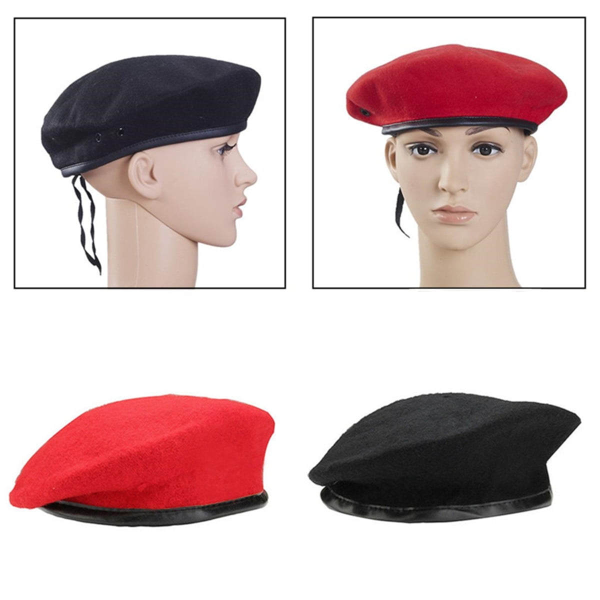 Unisex Military Army Soldier Hat Wool Beret Men Women Uniform ...