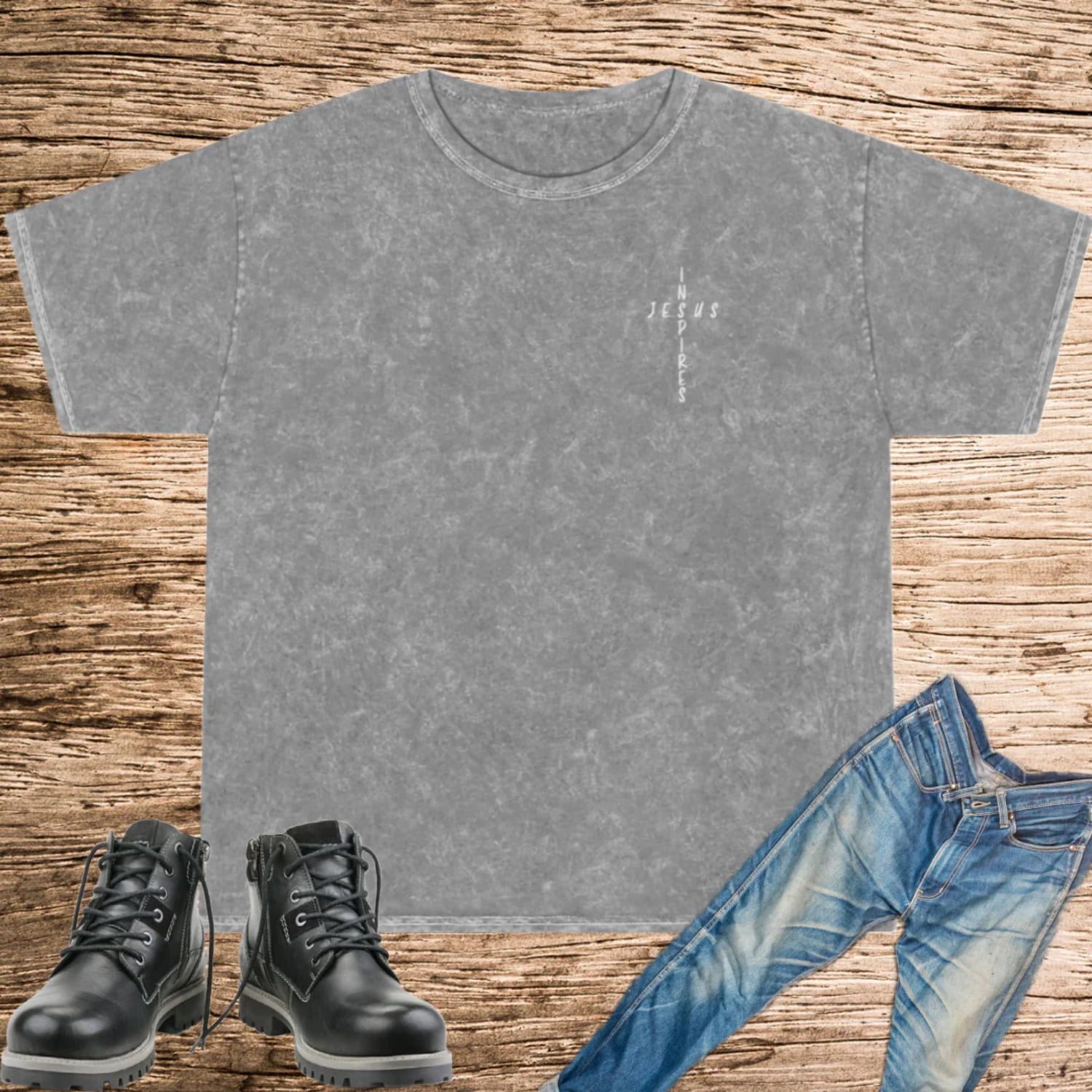 Unisex Mineral Wash T-Shirt, Jesus Inspires, Short Sleeve Shirt ...