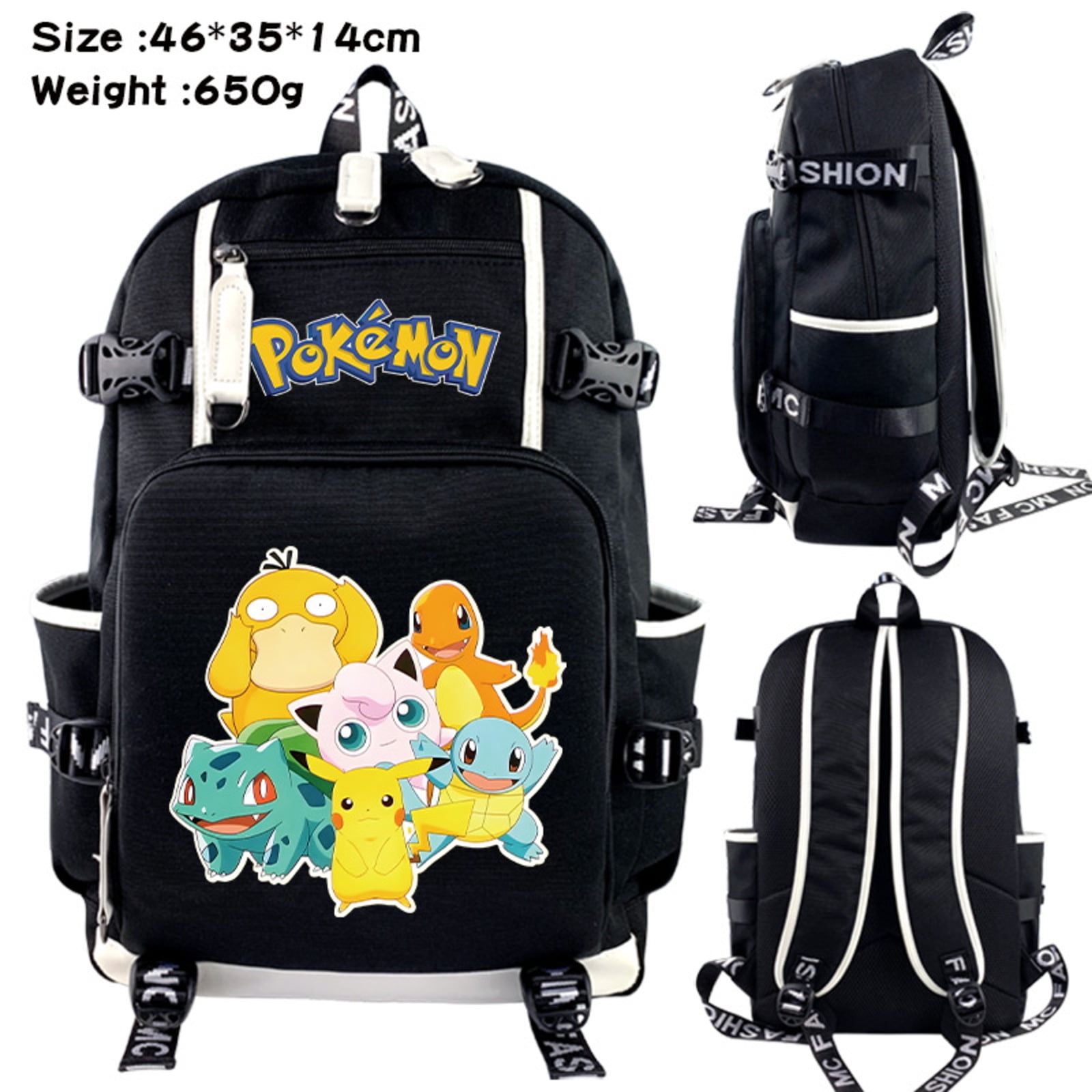 Unisex New Pok-em-on anime backpack, cute large-capacity backpack, 3D ...