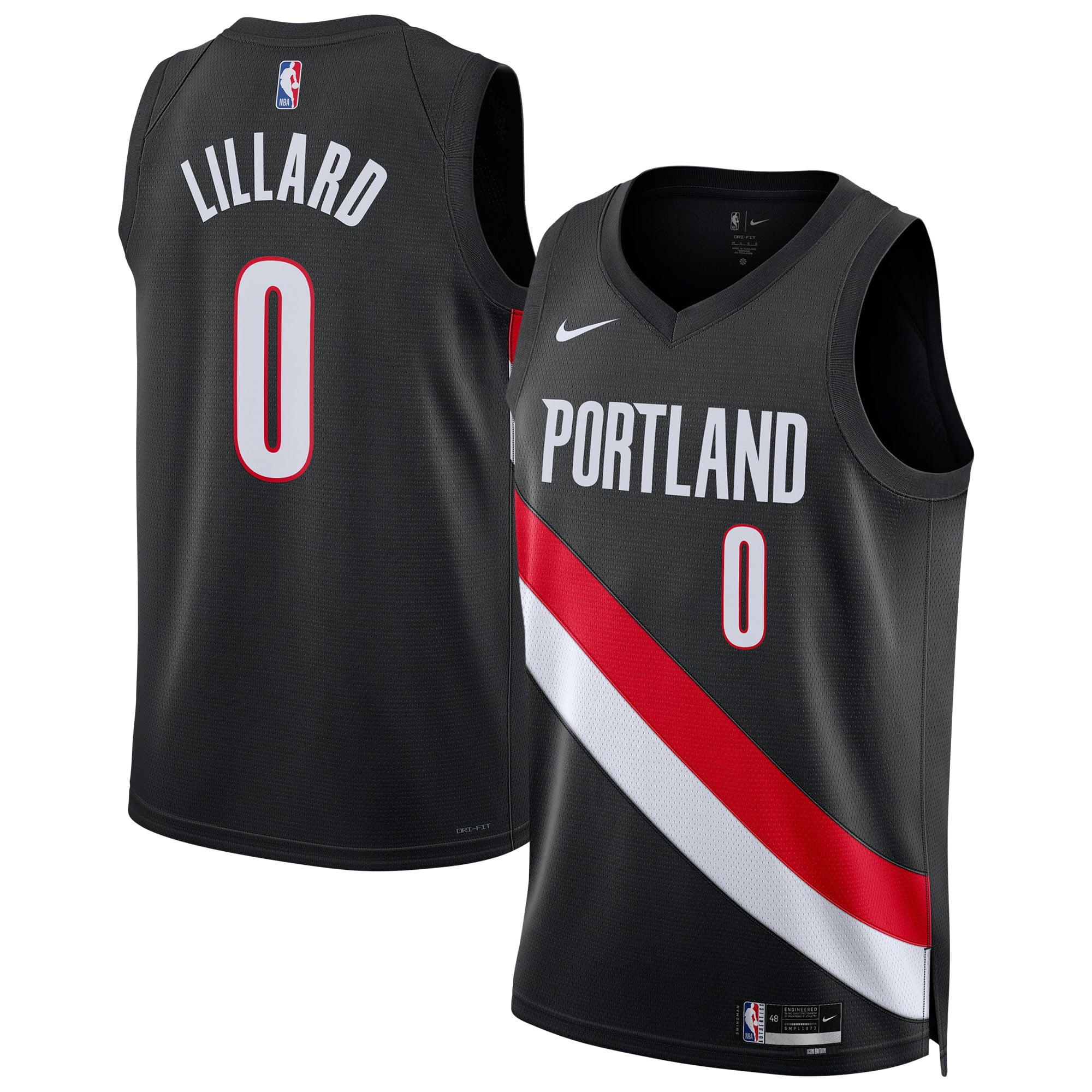Unisex Nike Damian Lillard Black Portland Trail Blazers Swingman Player ...