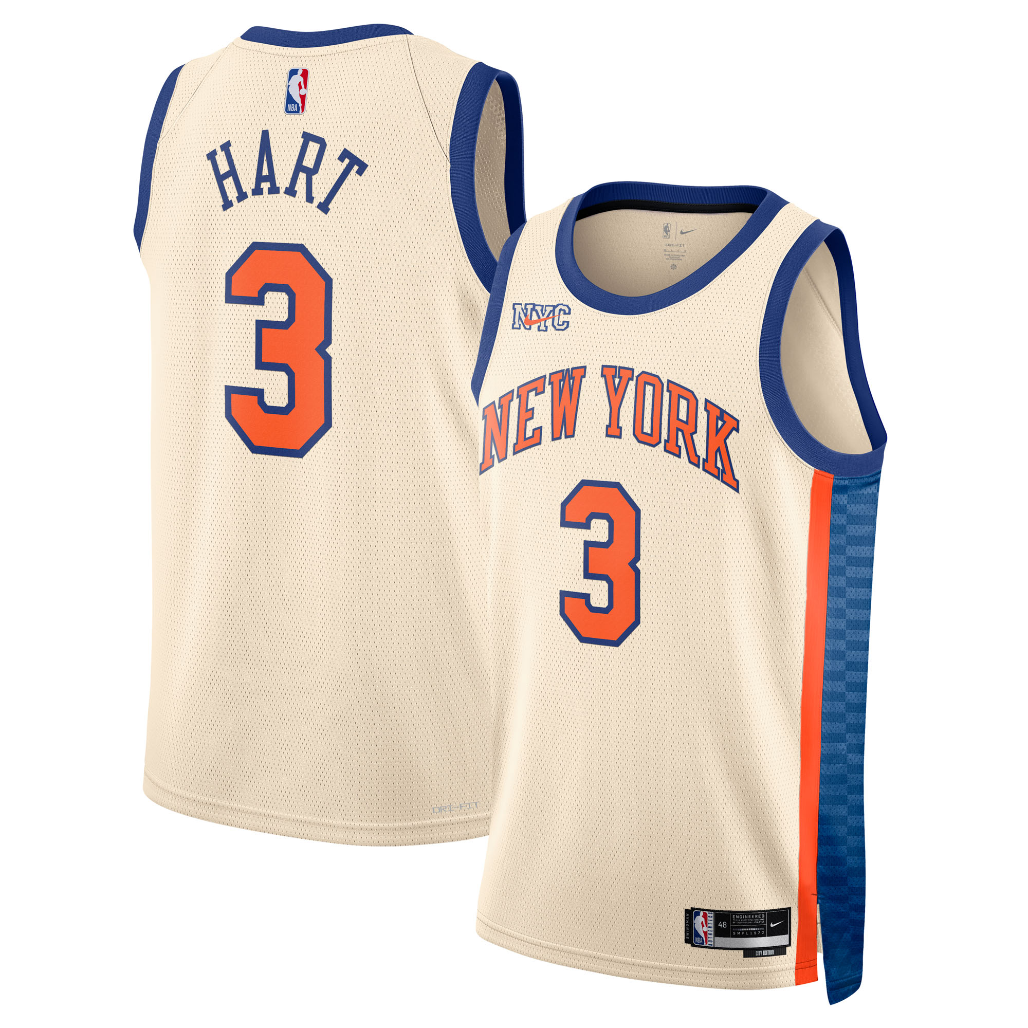 Unisex Nike Josh Hart Cream New York Knicks 2025/26 Swingman Jersey ...