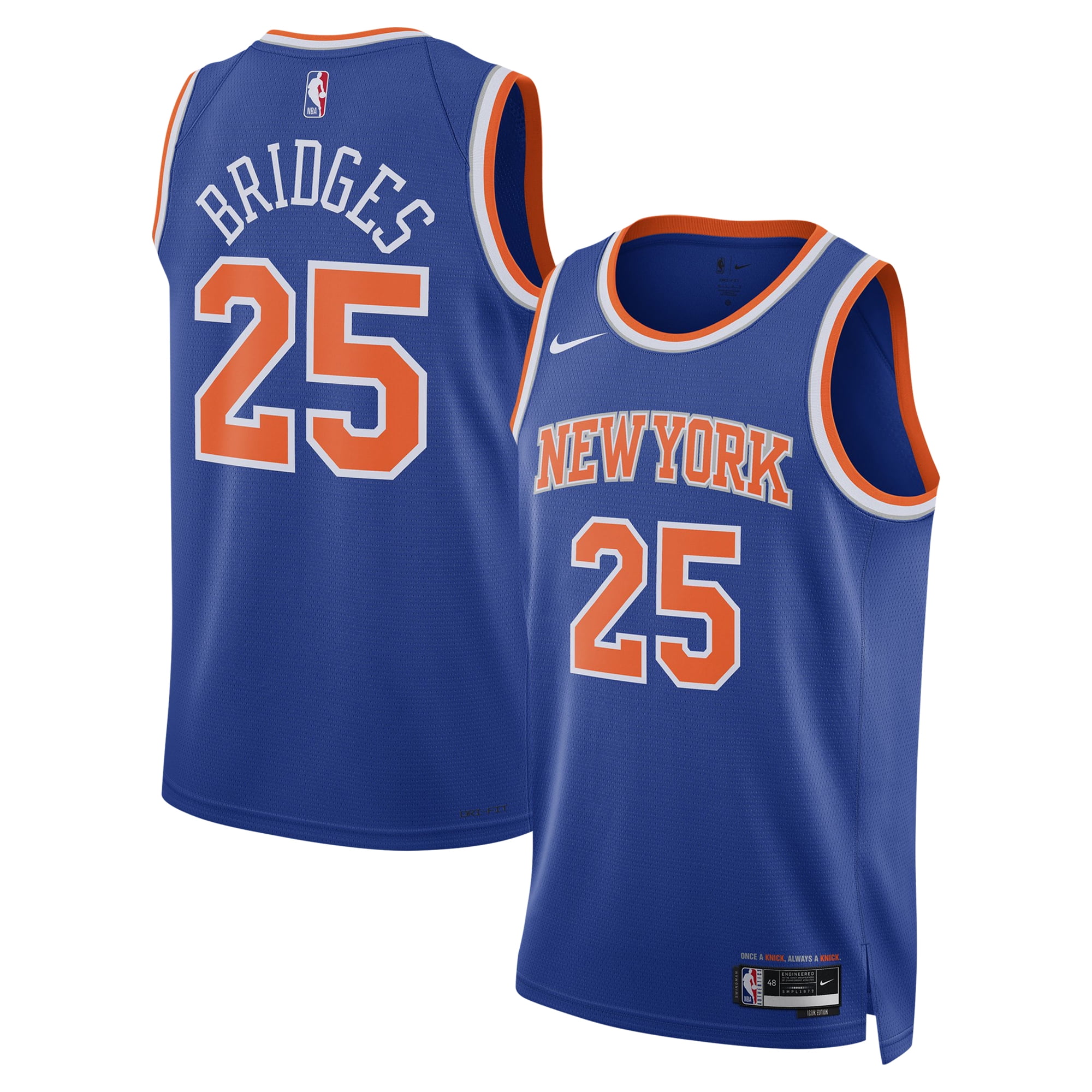 Unisex Nike Mikal Bridges Blue New York Knicks 2024 Offseason Addition ...