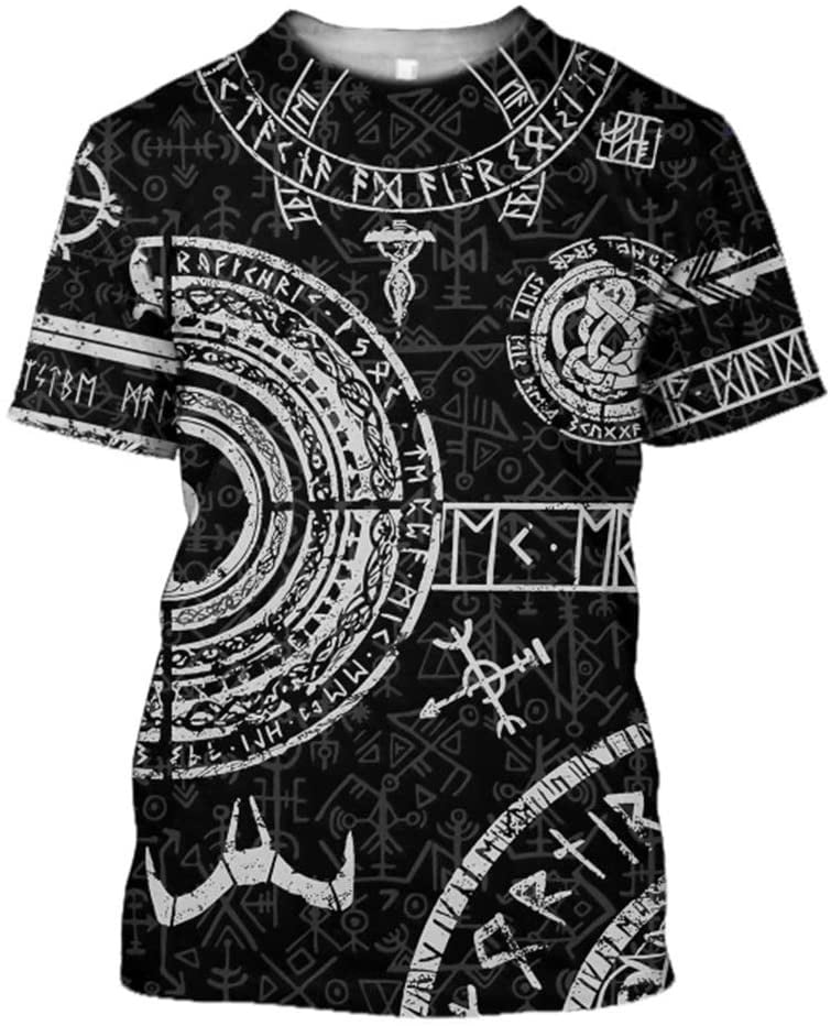 Unisex Norse Mythology Viking Valhalla Symbol T-Shirt, 3D Printed Odin ...