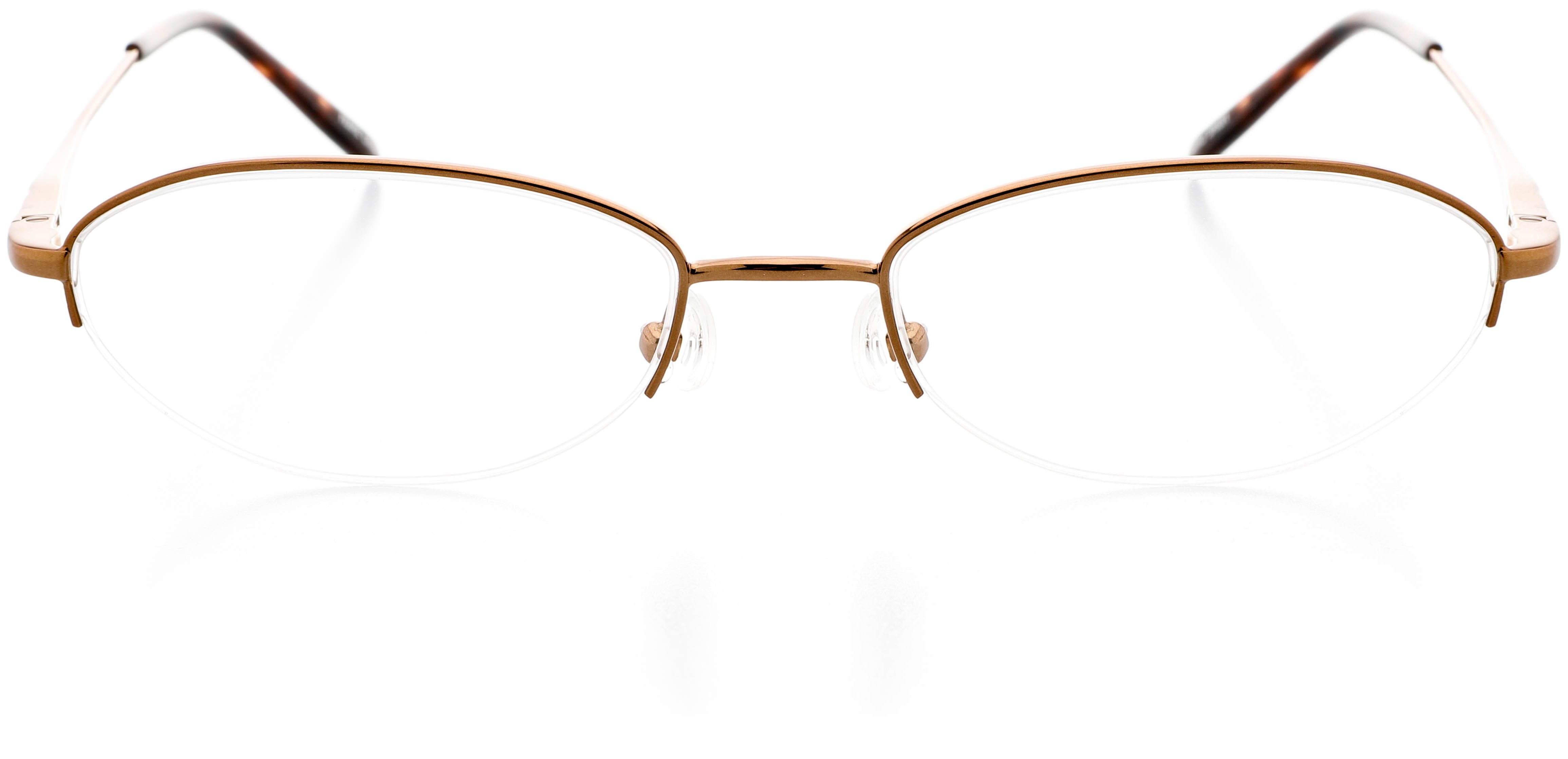 Unisex Optical Eyewear - Oval Shape, Metal Half Rim, Latte - Walmart.com