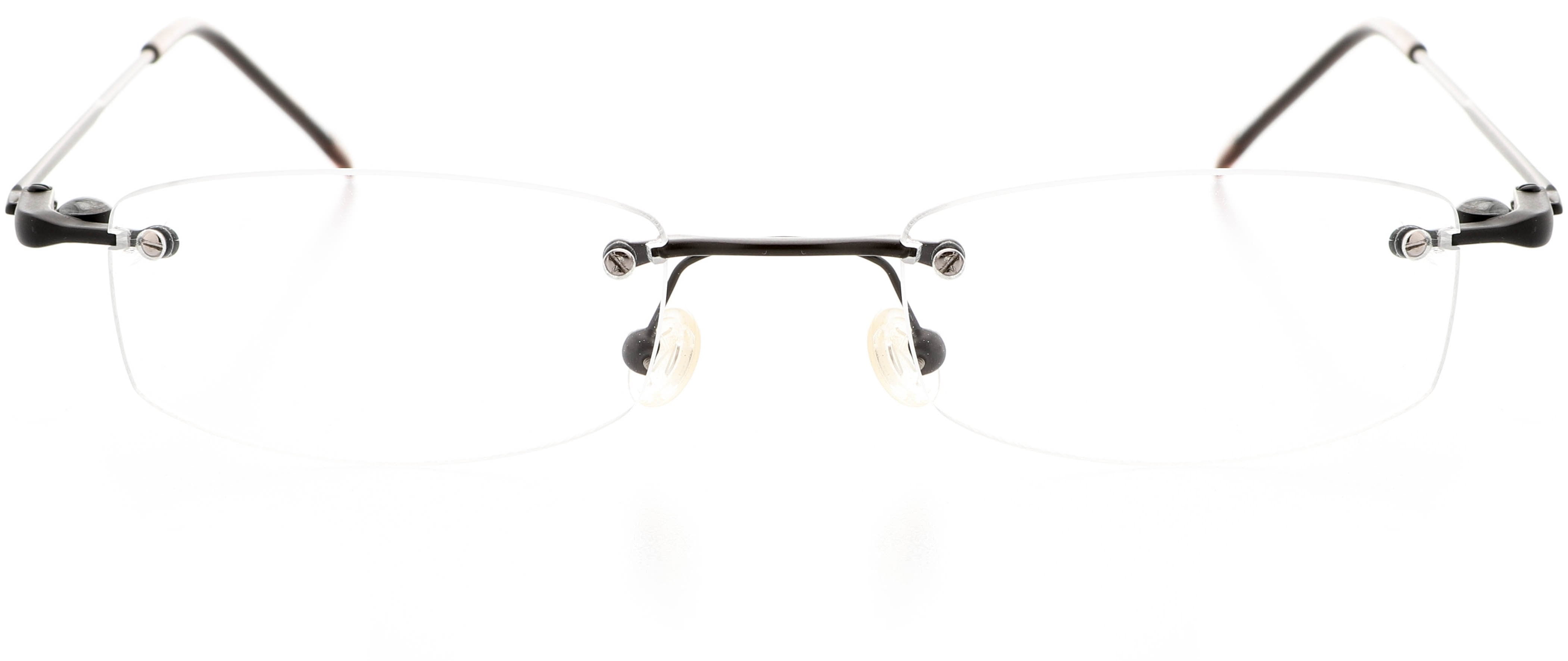 Unisex Optical Eyewear - Oval Shape, Metal Rimless, Matte Black ...