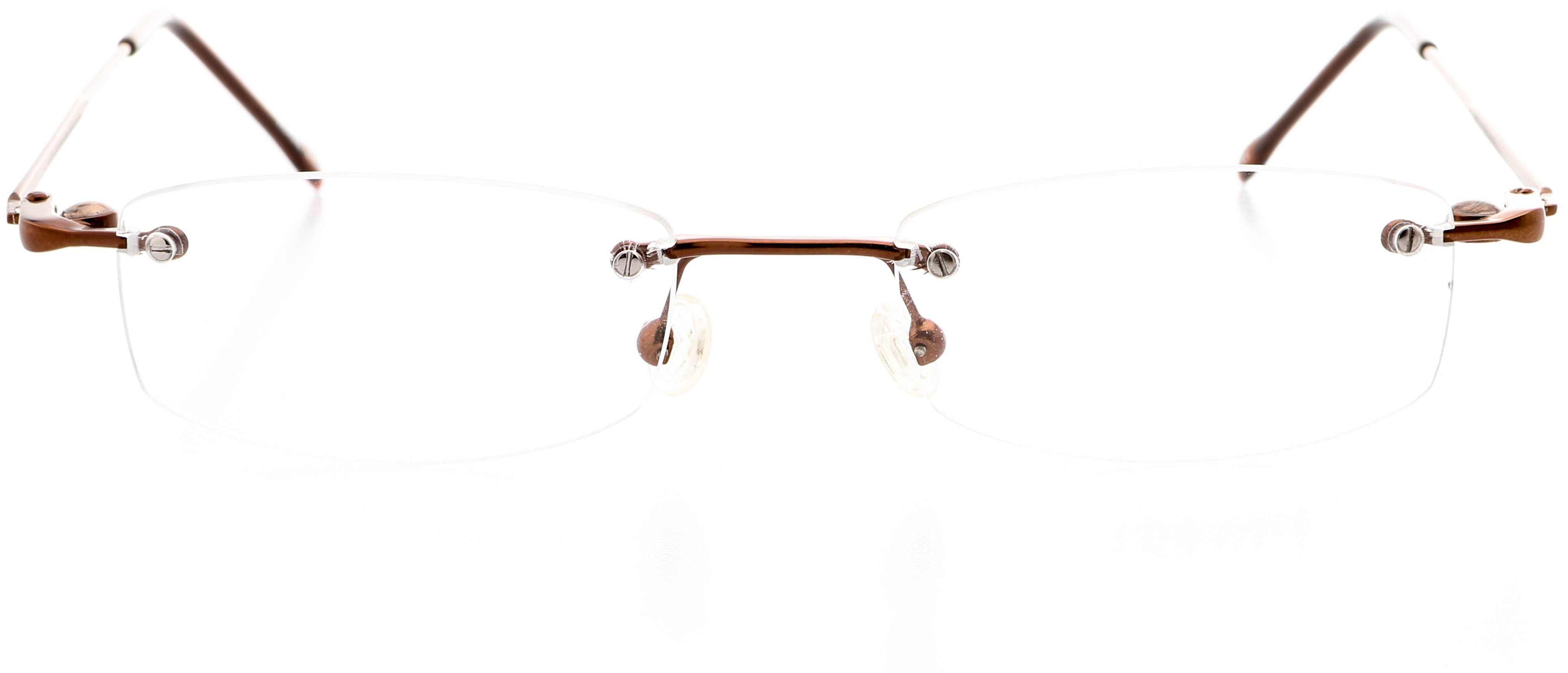 Unisex Optical Eyewear - Oval Shape, Metal Rimless, Shiny Bronze ...