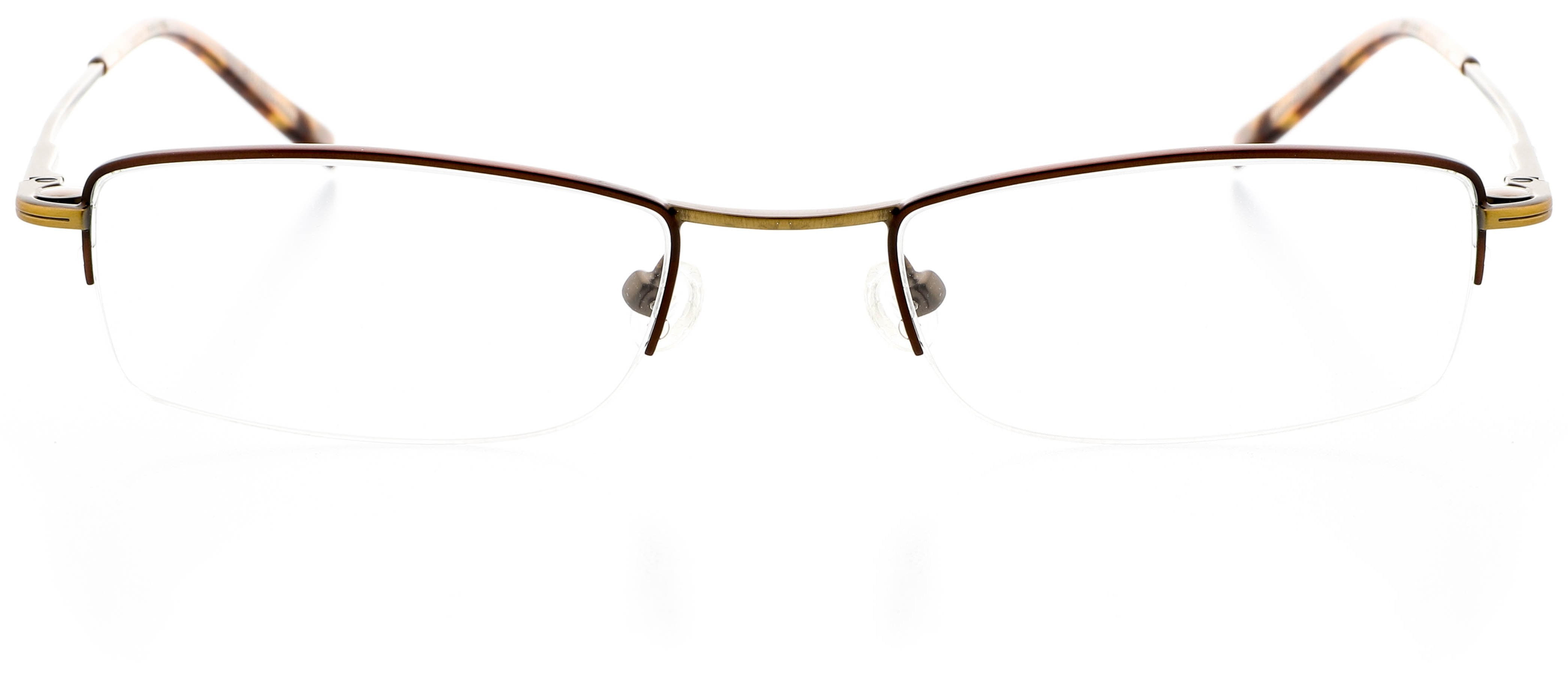 Unisex Optical Eyewear - Rectangle Shape, Metal Half Rim, Antique Gold ...