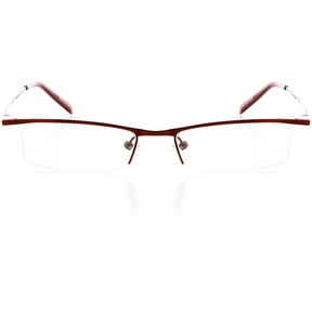 Unisex Optical Eyewear - Rectangle Shape, Metal Rimless, Dark Grey ...