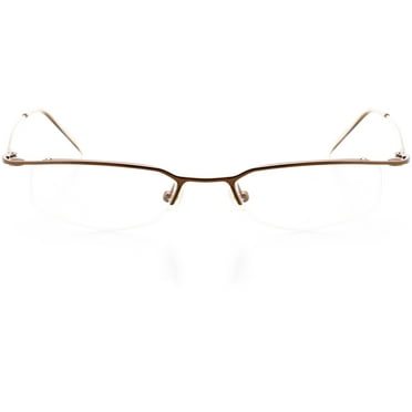 Unisex Optical Eyewear - Rectangle Shape, Metal Rimless, Shiny Espresso ...