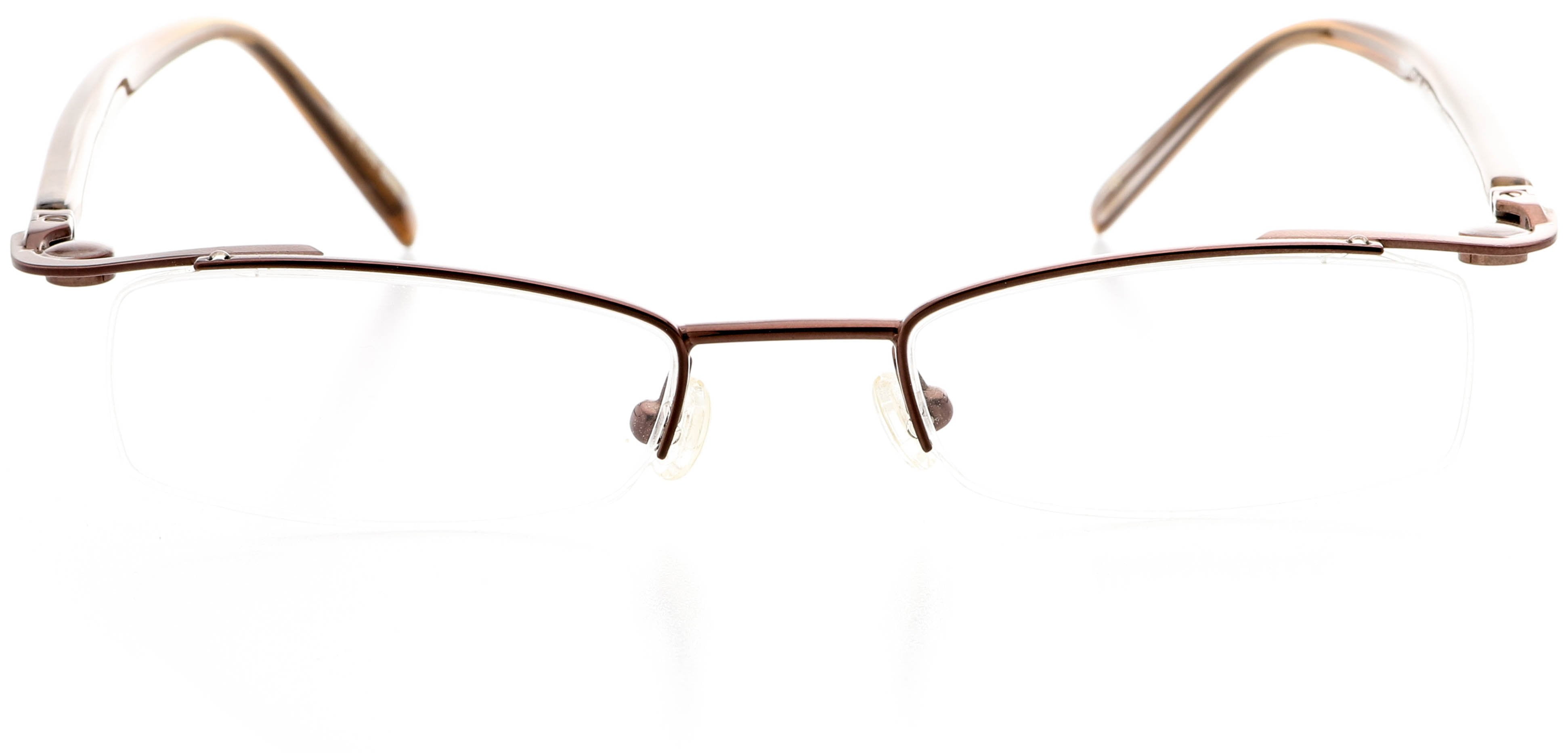 Unisex Optical Eyewear - Rectangle Shape, Metal Rimless, Shiny Espresso ...