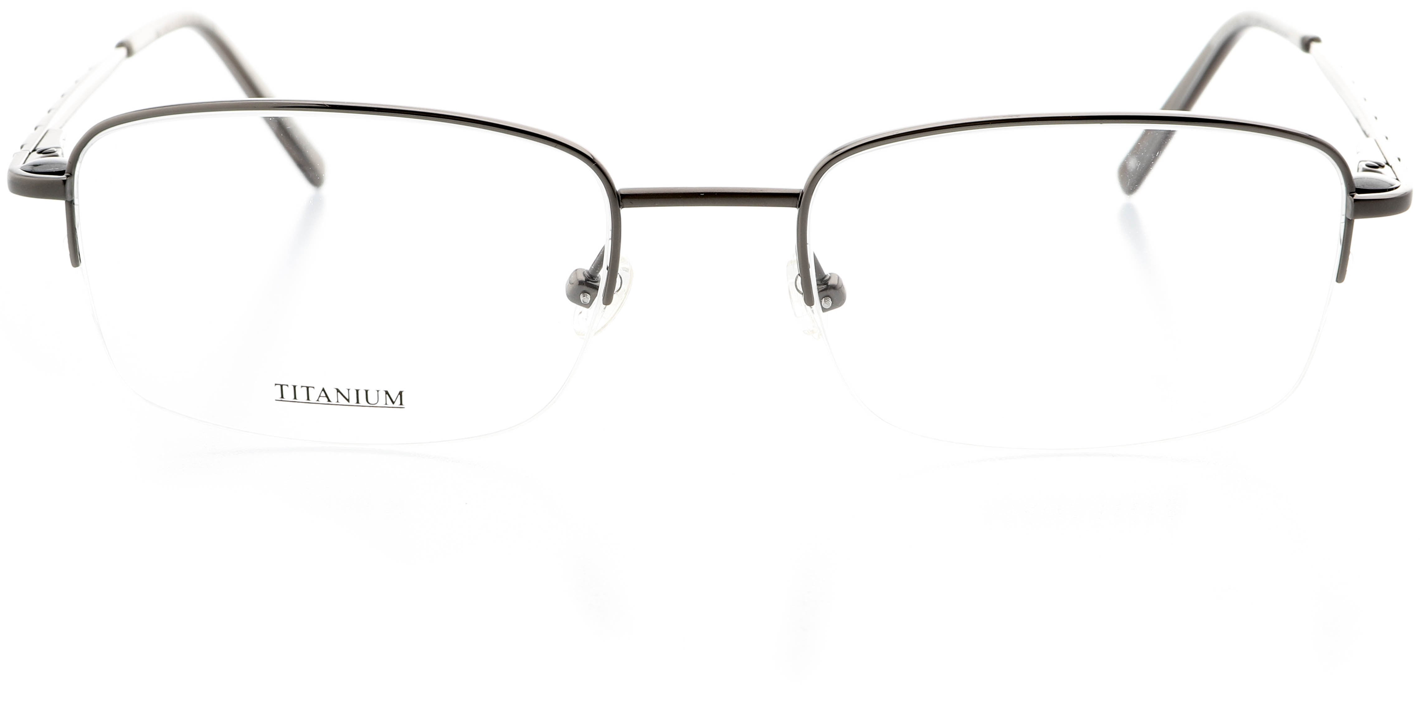 Unisex Optical Eyewear - Rectangle Shape, Titanium Half Rim, Matte ...