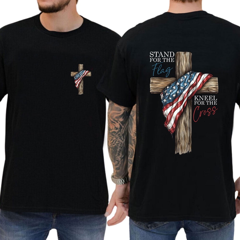 Unisex Patriotic Christian T-Shirt, “Stand For The Flag Kneel For The ...