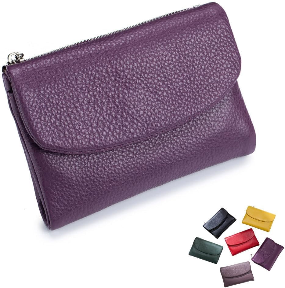 Unisex Pebble Leather Wallet,5.3In Short Genuine Leather Coin Card ...