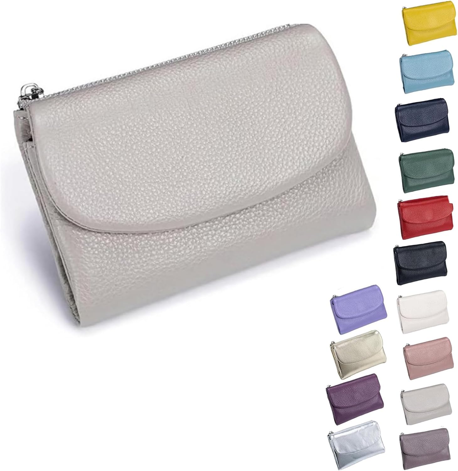 Unisex Pebble Leather Wallet, 5.3In Short Genuine Leather Coin Card ...