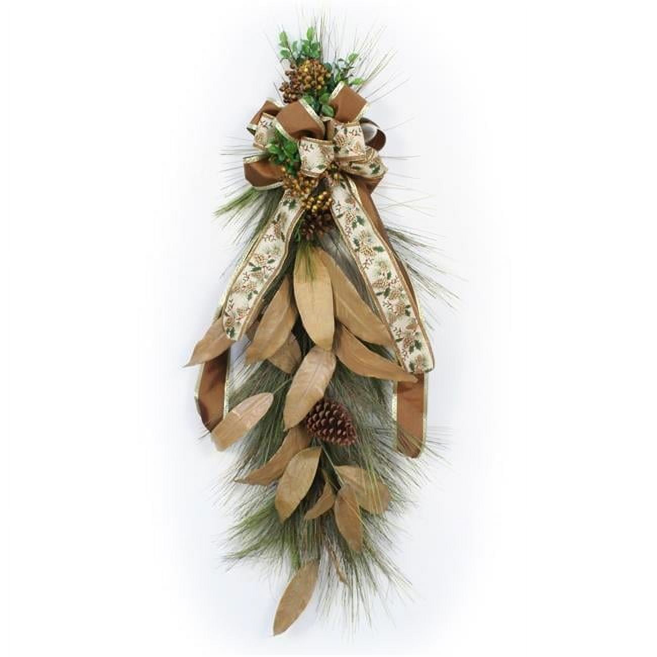 Unisex Pine Swag with Gardenia Leaf with Holly Ribbon - Brown - Walmart.com