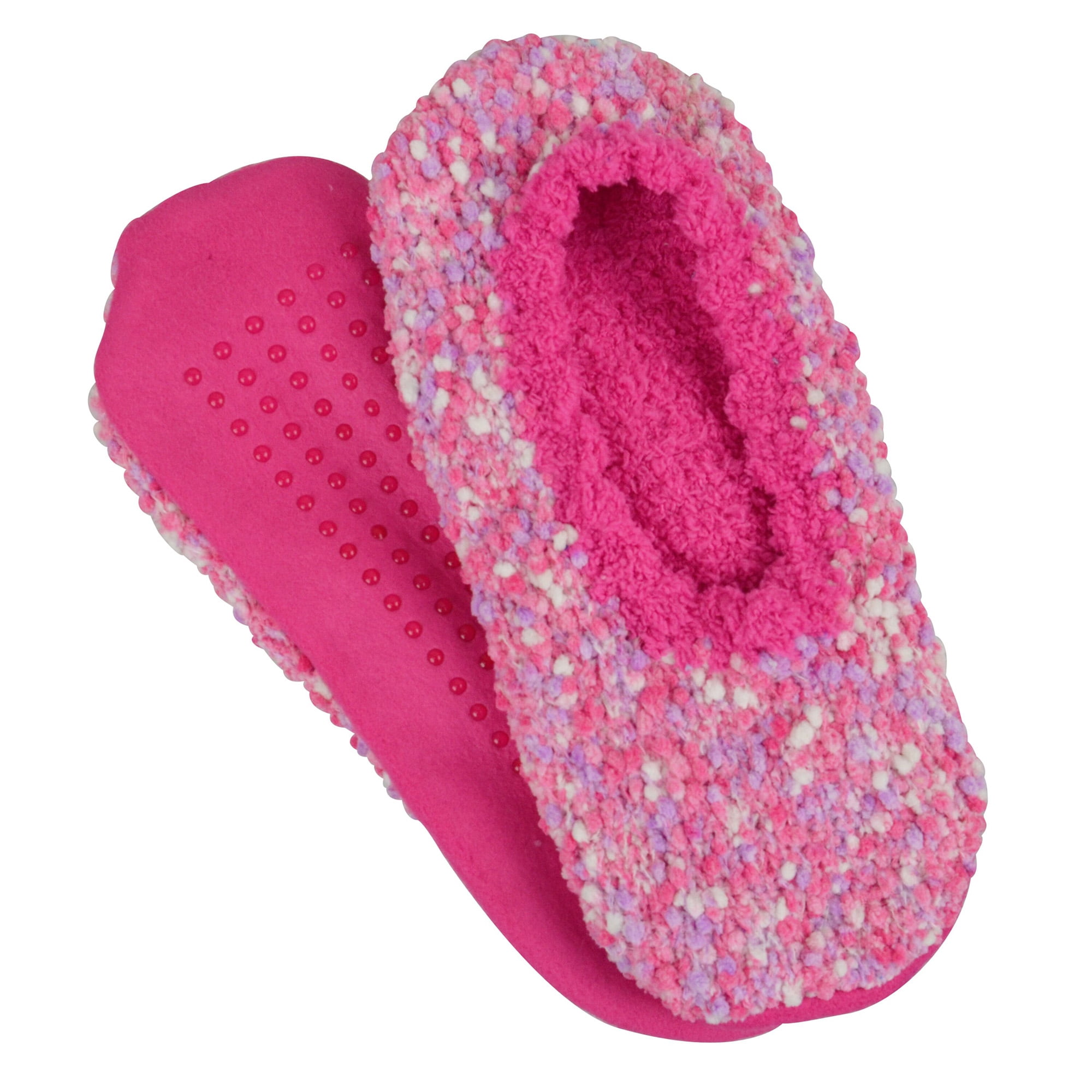 Unisex Pink Fuzzy Nubby Polyester Footie Slippers, One Size - Walmart.com