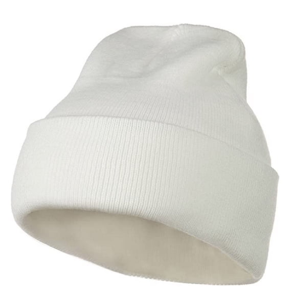 Unisex Plain 12 Inch Long Cuff Beanie, White - Walmart.com