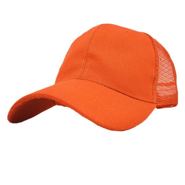 Unisex Plain Solid Baseball Cap Sun Visor Mesh Back Adjustable Ball Trucker Hat Orange - Walmart.com