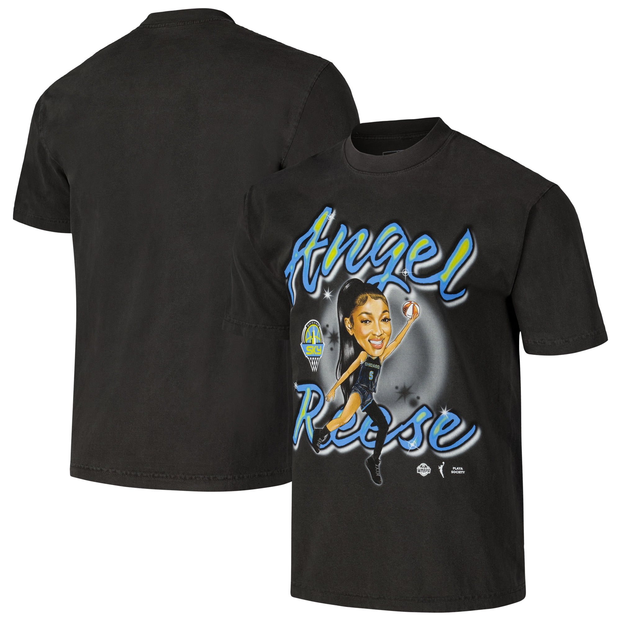 Unisex Playa Society Angel Reese Black Chicago Sky Draft T-Shirt ...