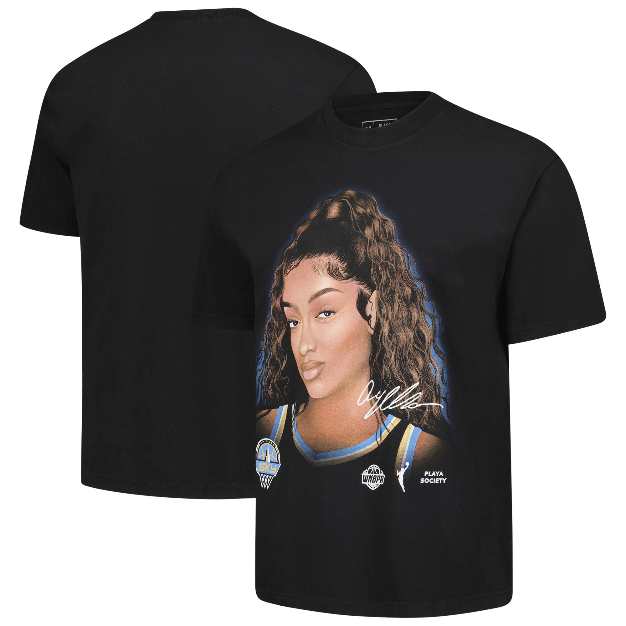 Unisex Playa Society Angel Reese Black Chicago Sky Sketch T-Shirt ...