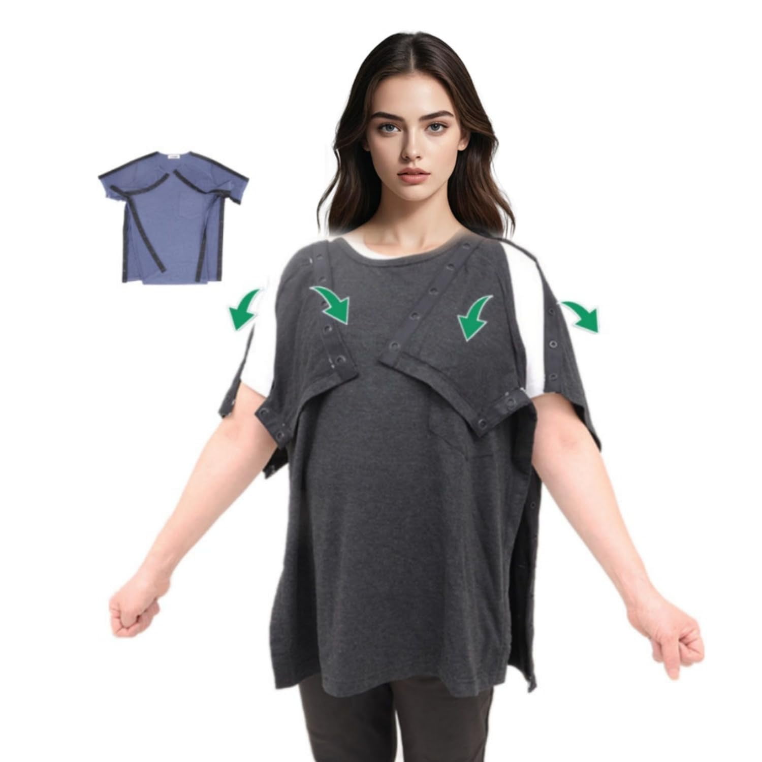 Unisex Post Shoulder Surgery Shirts,Tear Away Short Sleeve,Bedridden ...