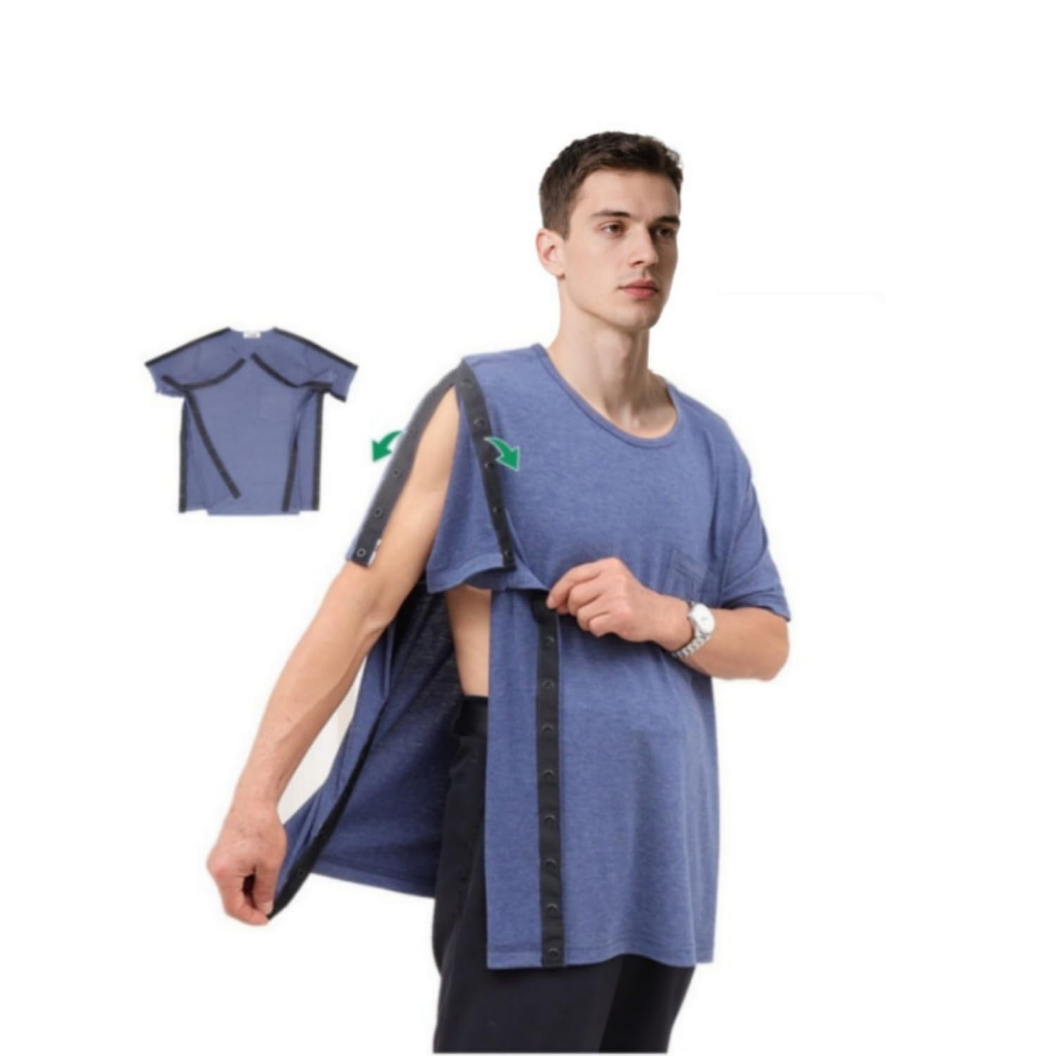 Unisex Post Shoulder Surgery Shirts,Tear Away Short Sleeve,Bedridden ...