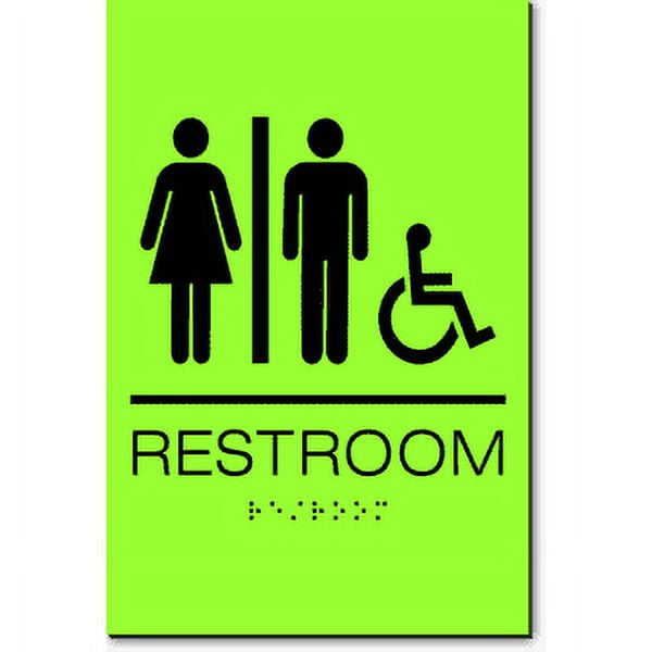 California Unisex RESTROOM Accessible Wall Sign-Laserglow / Black (4 ...