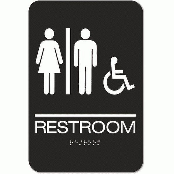 Unisex RESTROOM Accessible Sign - Styrene-Black / White (2 Units ...