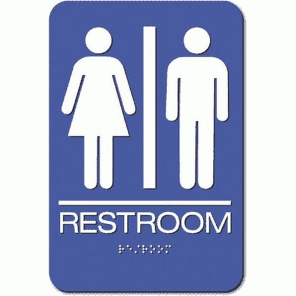 Unisex RESTROOM Sign - Styrene-Blue / White (3 Units) - Walmart.com