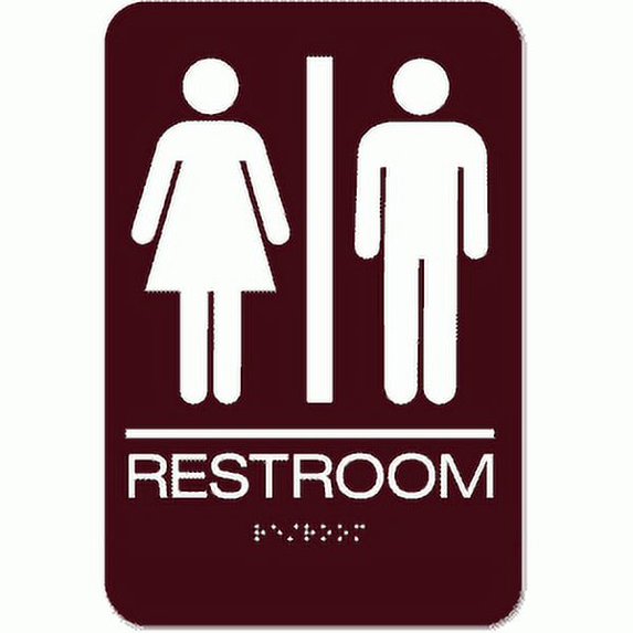 Unisex RESTROOM Sign - Styrene-Brown / White (3 Units) - Walmart.com