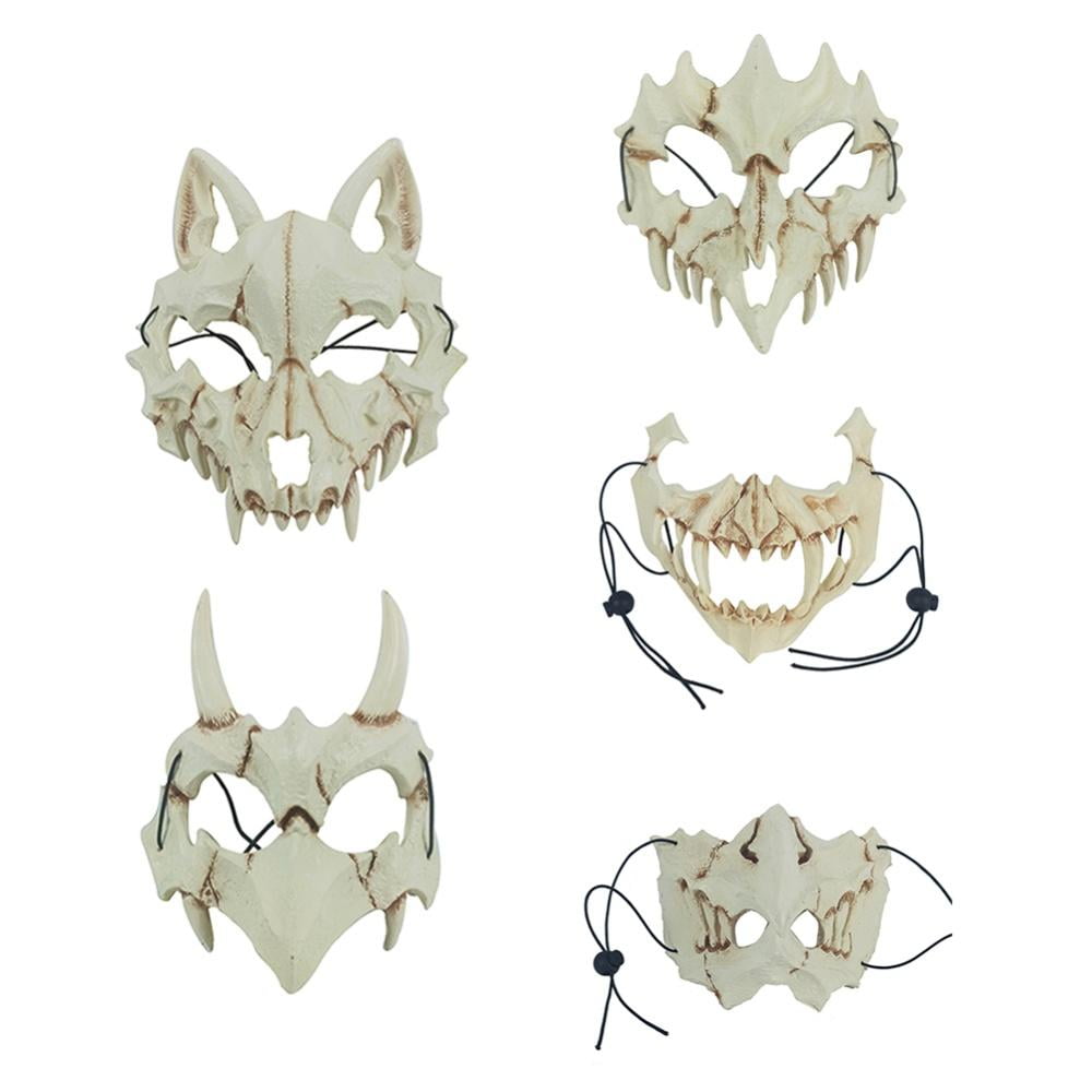 Unisex Resin Animal Skeleton Half Mask Halloween Dragon God Werewolf ...