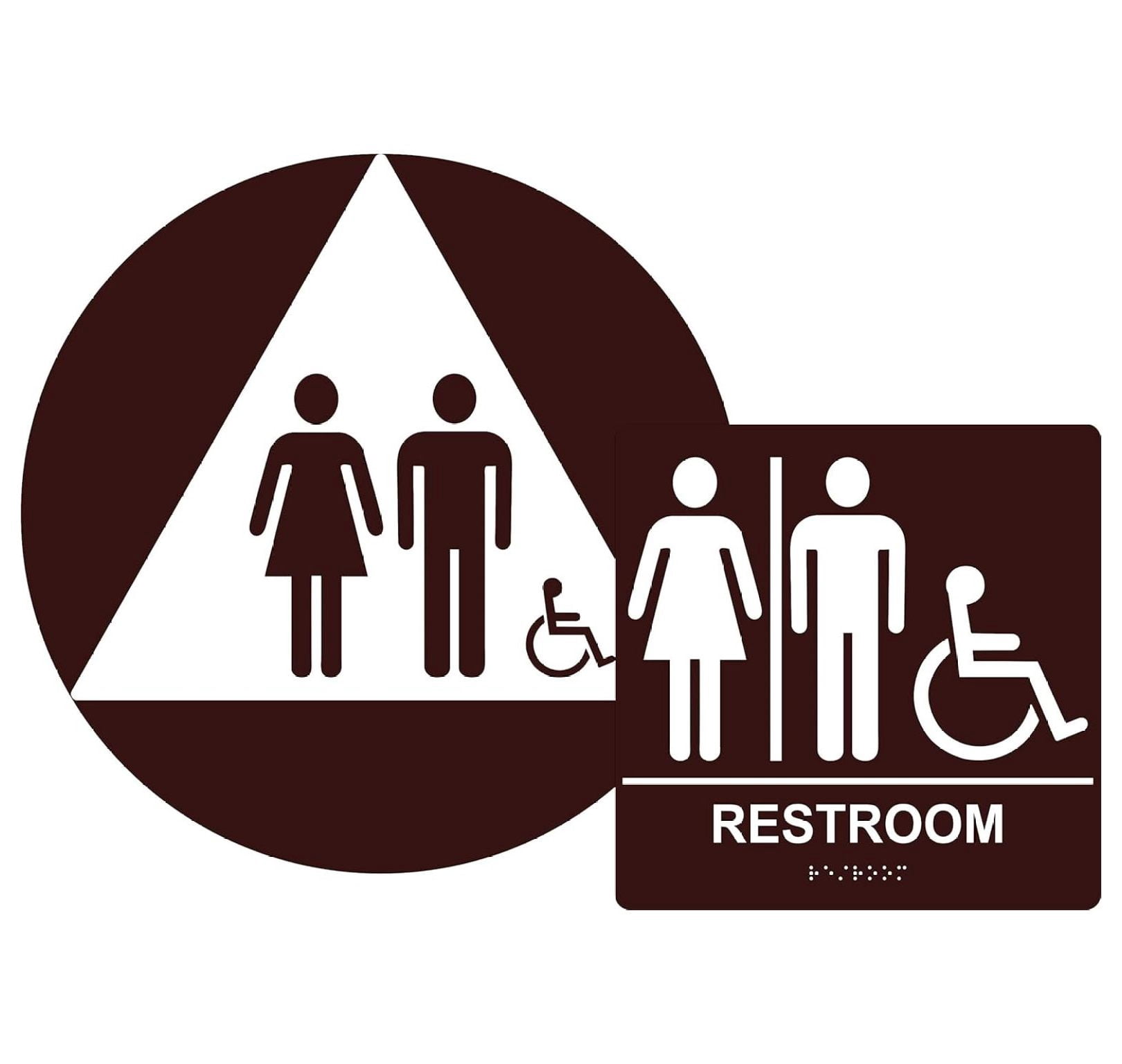 Unisex Restroom Sign Set,(Wall + Door) Signs (Brown/White) - Walmart.com