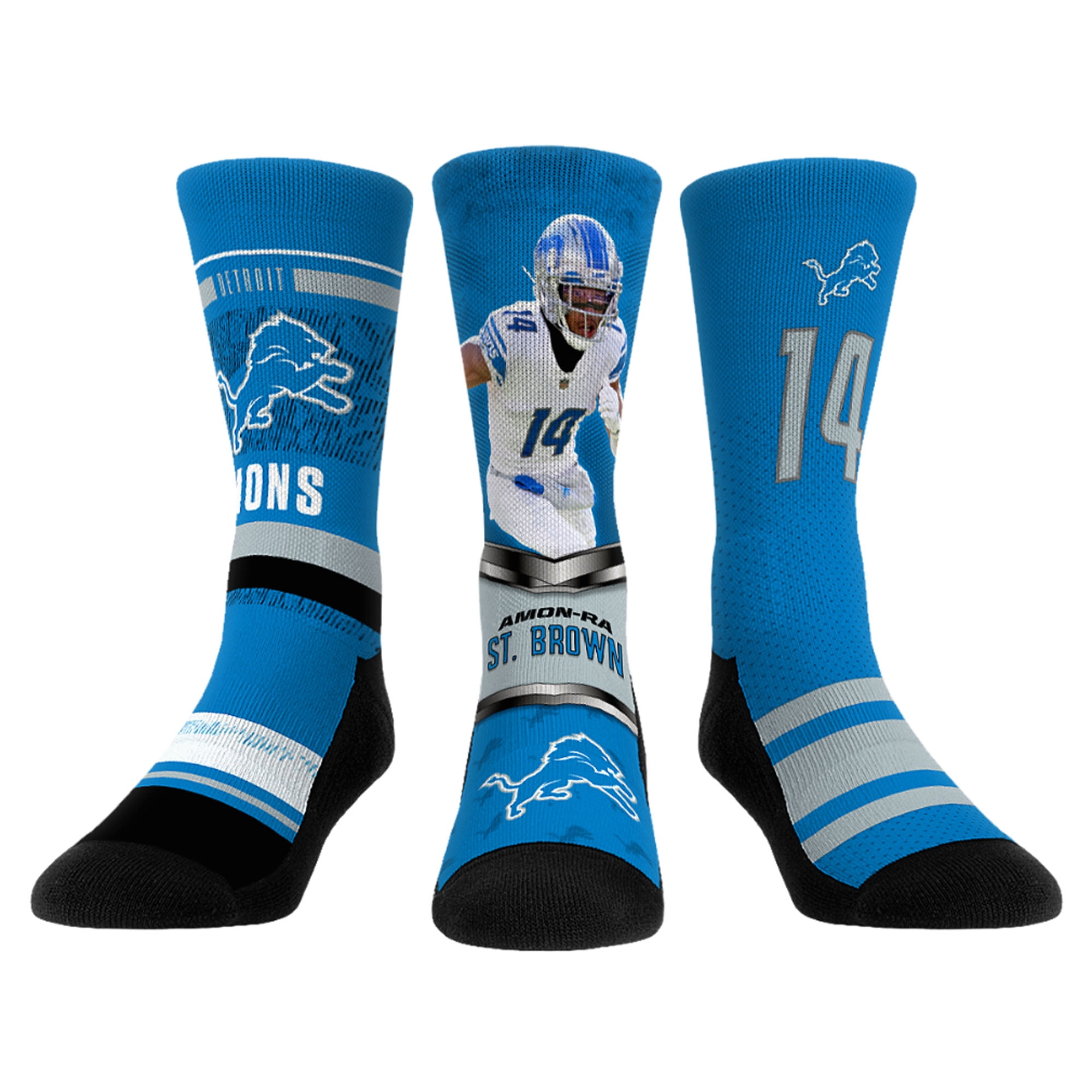 Unisex Rock Em Socks Amon-Ra St. Brown Detroit Lions 3-Pack Crew Sock ...