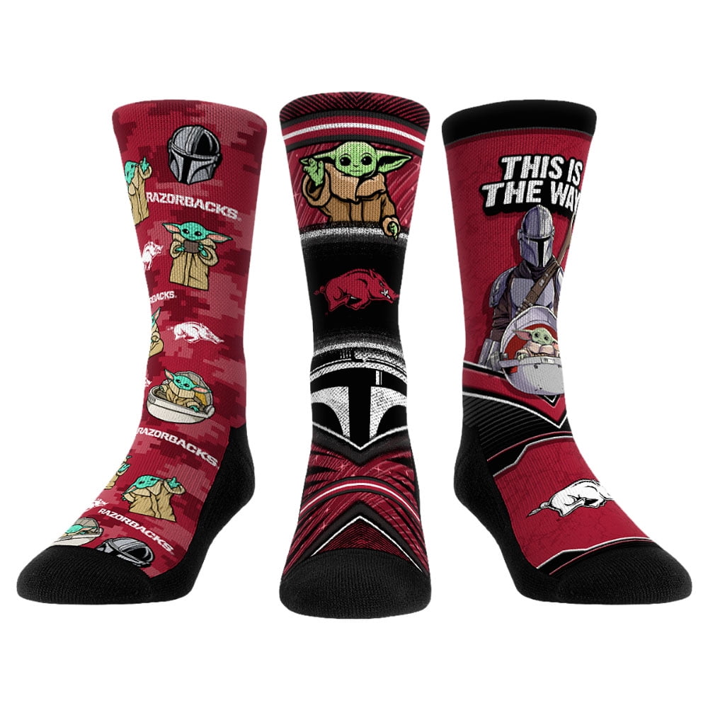 Unisex Rock Em Socks Arkansas Razorbacks The Mandalorian 3-Pack Crew ...
