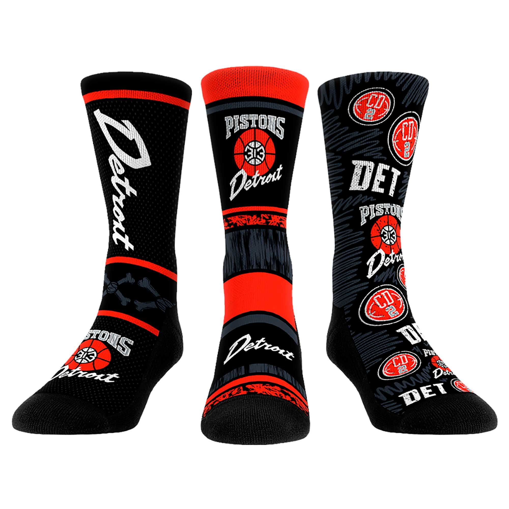 Unisex Rock Em Socks Detroit Pistons 2023/24 City Edition Three-Pack ...