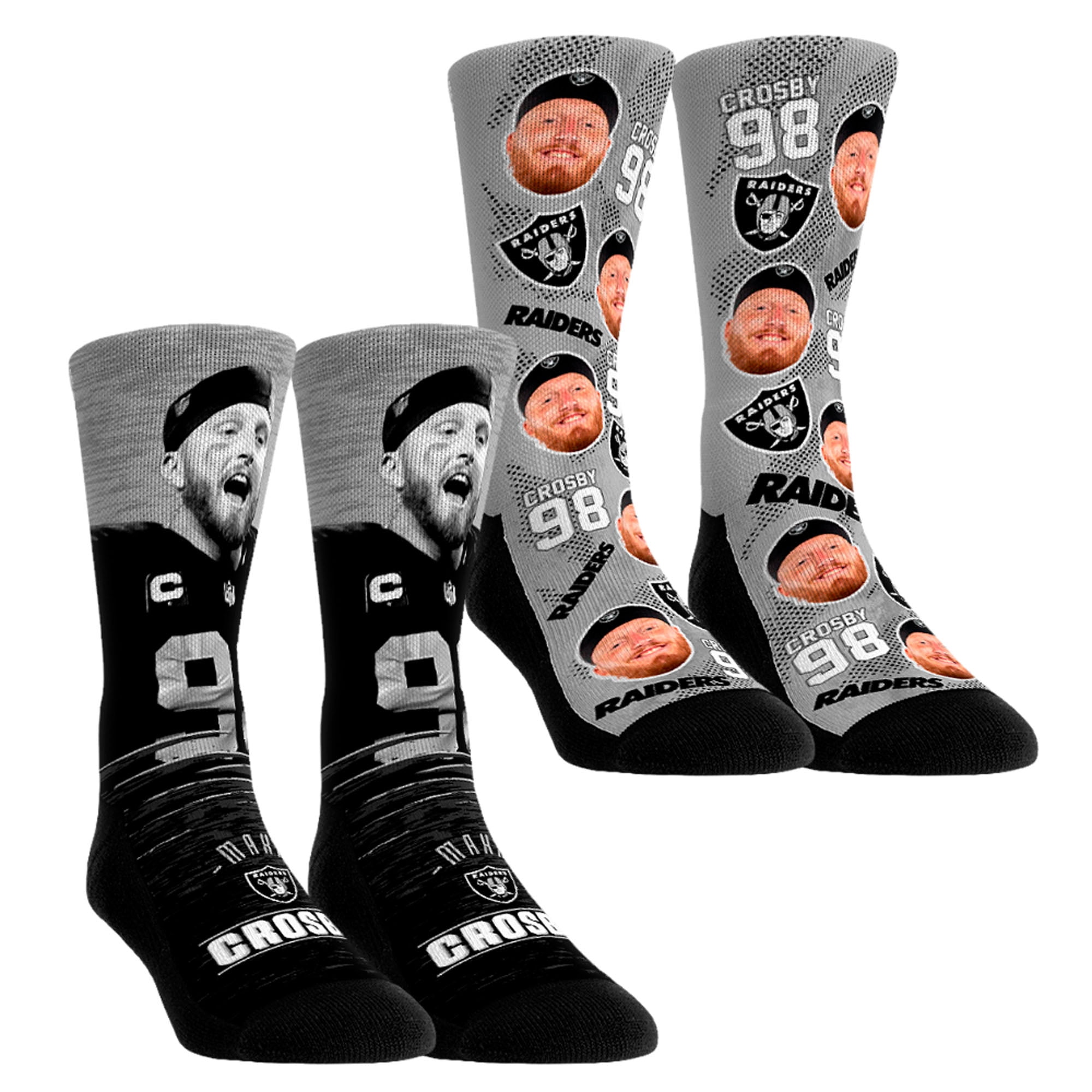 Unisex Rock Em Socks Maxx Crosby Las Vegas Raiders NFL-Player Two-Pack ...