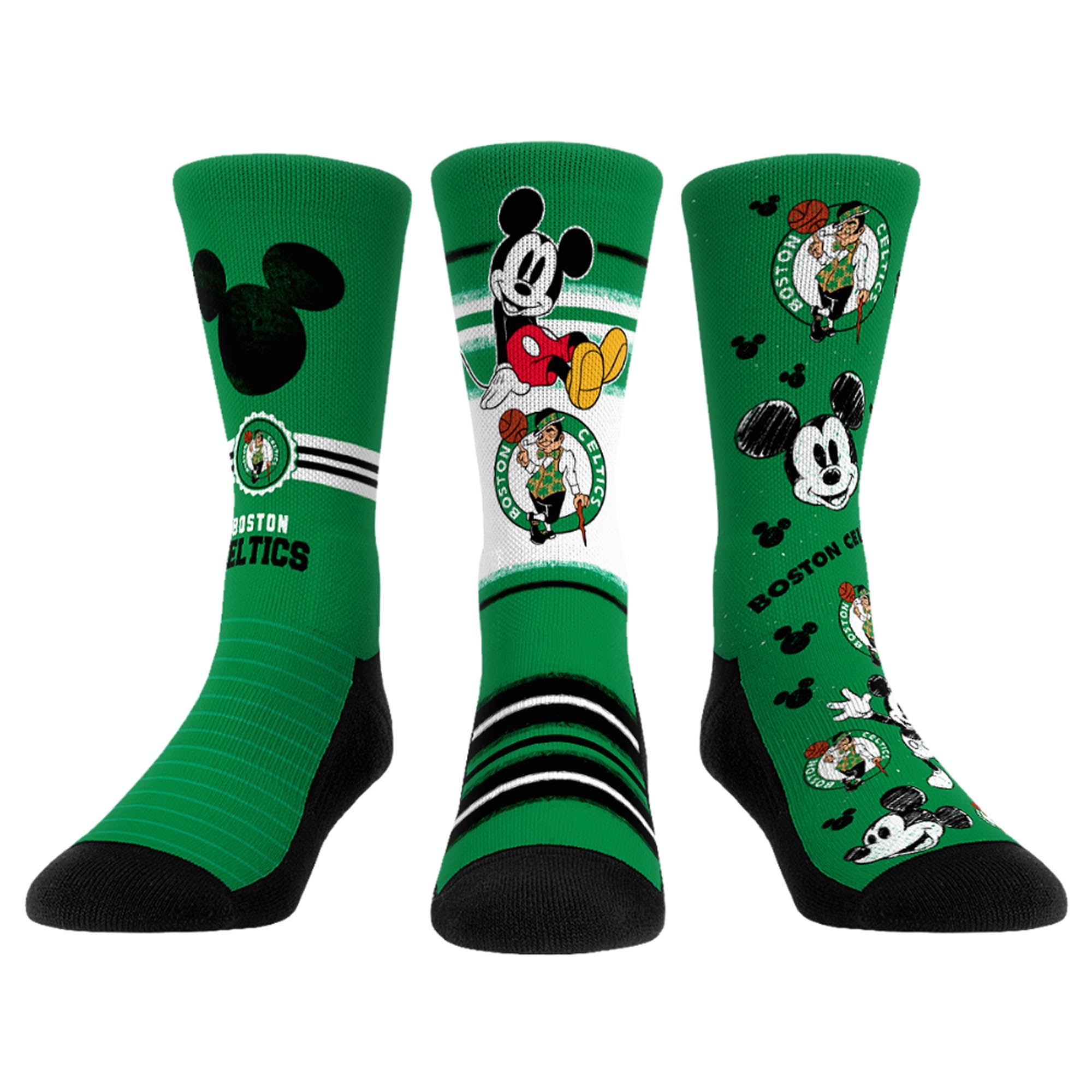 Unisex Rock Em Socks Mickey Mouse Kelly Green Boston Celtics Three-Pack ...
