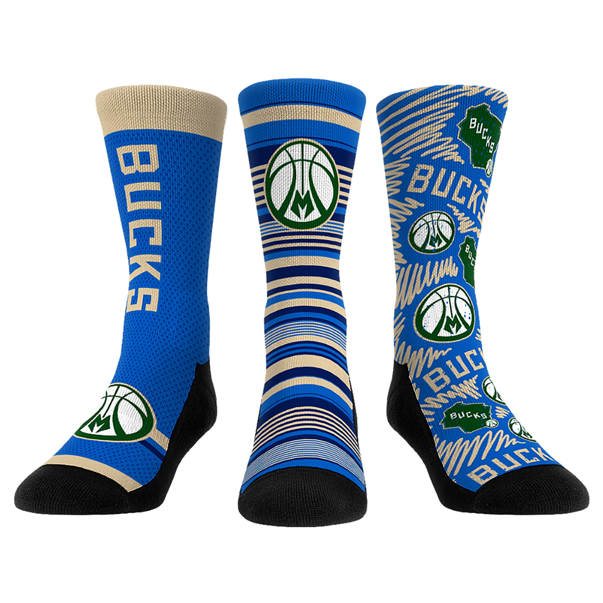 Unisex Rock Em Socks Milwaukee Bucks 2024/25 City Edition Three-Pack ...