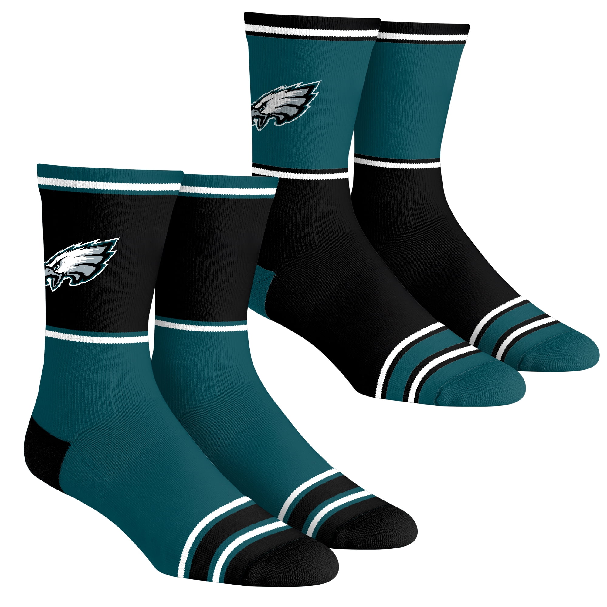 Unisex Rock Em Socks Philadelphia Eagles 2-Pack Color Block Crew Socks ...