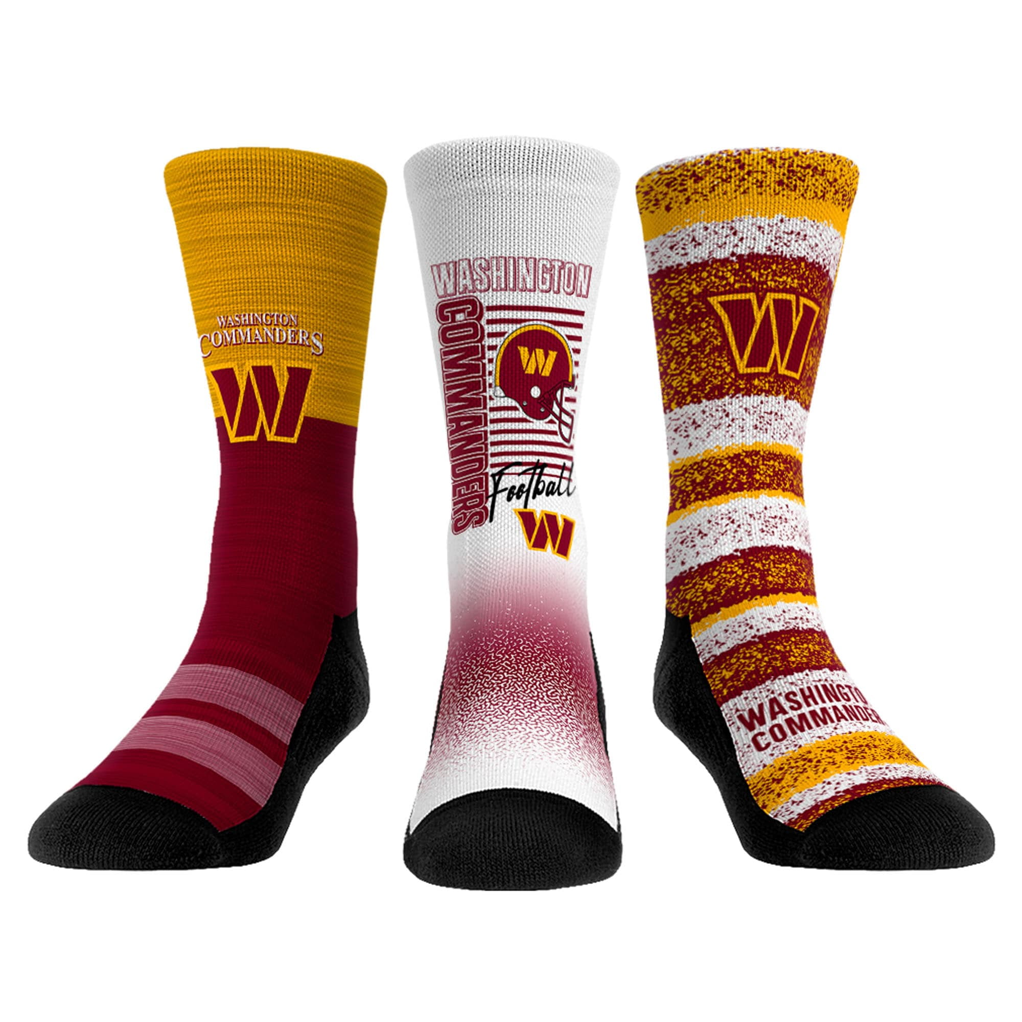 Unisex Rock Em Socks Washington Commanders Throwback Three-Pack Crew ...
