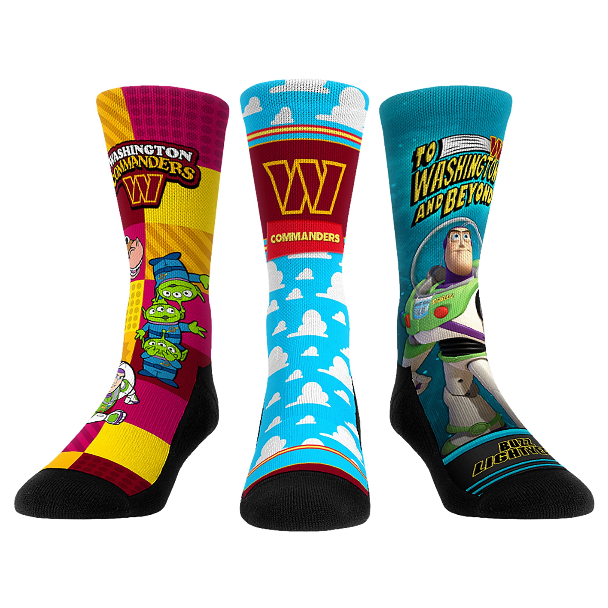 Unisex Rock Em Socks Washington Commanders Toy Story 3-Pack Crew Socks ...