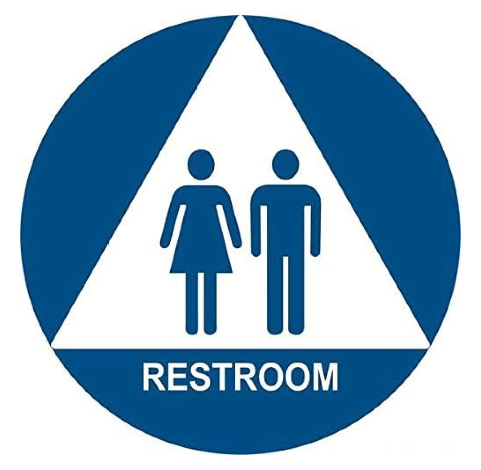 Unisex Round Restroom Sign, ADA Compliant, 12" Diameter Door Sign (Blue ...
