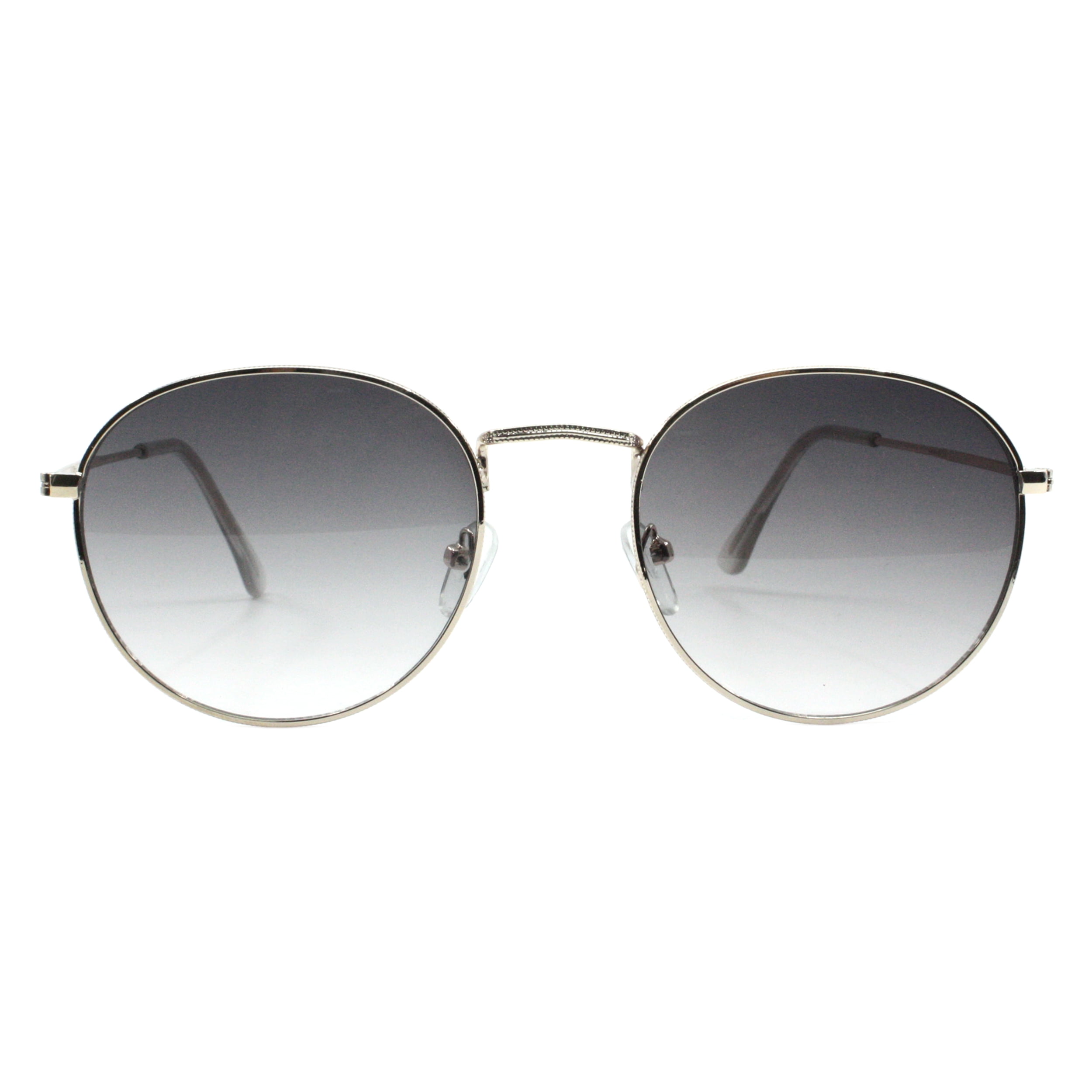 Unisex Round Sunglasses Lite Thin Gold Metal Panto Frame Smoke Lens UV ...