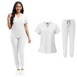 Unisex Scrubs Set V-Neck Short Sleeve Work Uniform for Vet Clinic ...