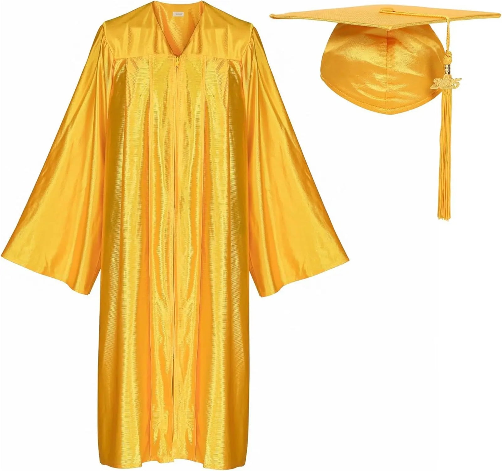 Unisex Shiny Graduation Gown Cap with Tassel Charm for High School and ...