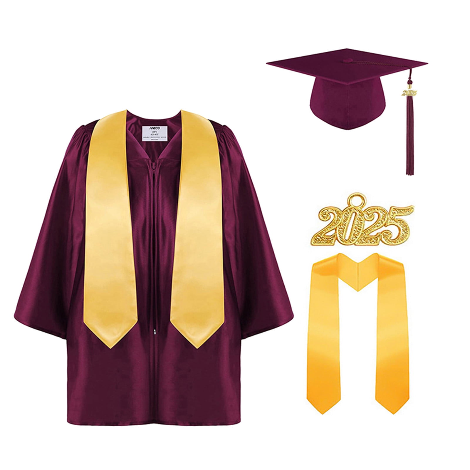 Unisex Shiny Kindergarten Graduation Gown Cap Set with 2025 Tassel, for ...