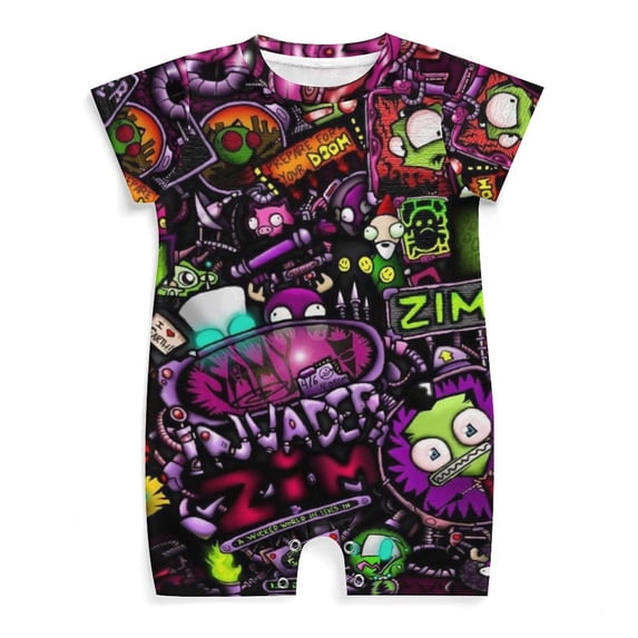 Unisex Short Sleeve Inva-der Monster Z1m Gir Bodysuits Multi-size ...