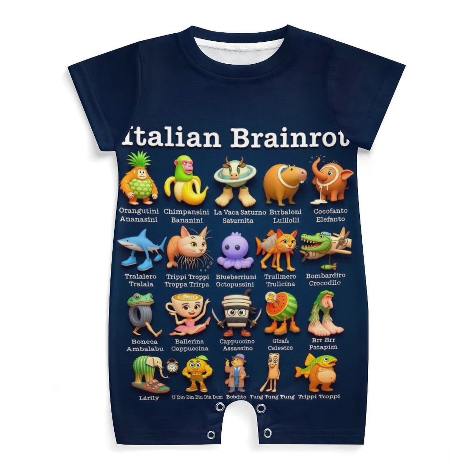 Unisex Short Sleeve Italian Animal Brainro Bodysuits Multi-size Outfit ...